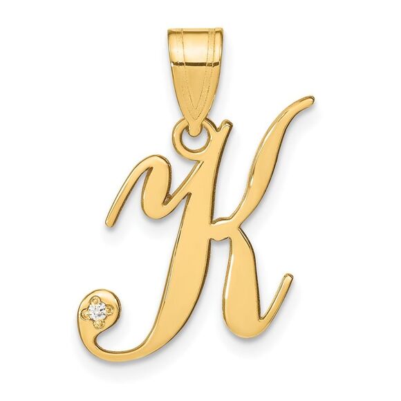 Kazi Luxury | Jewelry | Kazi Luxury 4k Yellow Gold Script Letter K ...